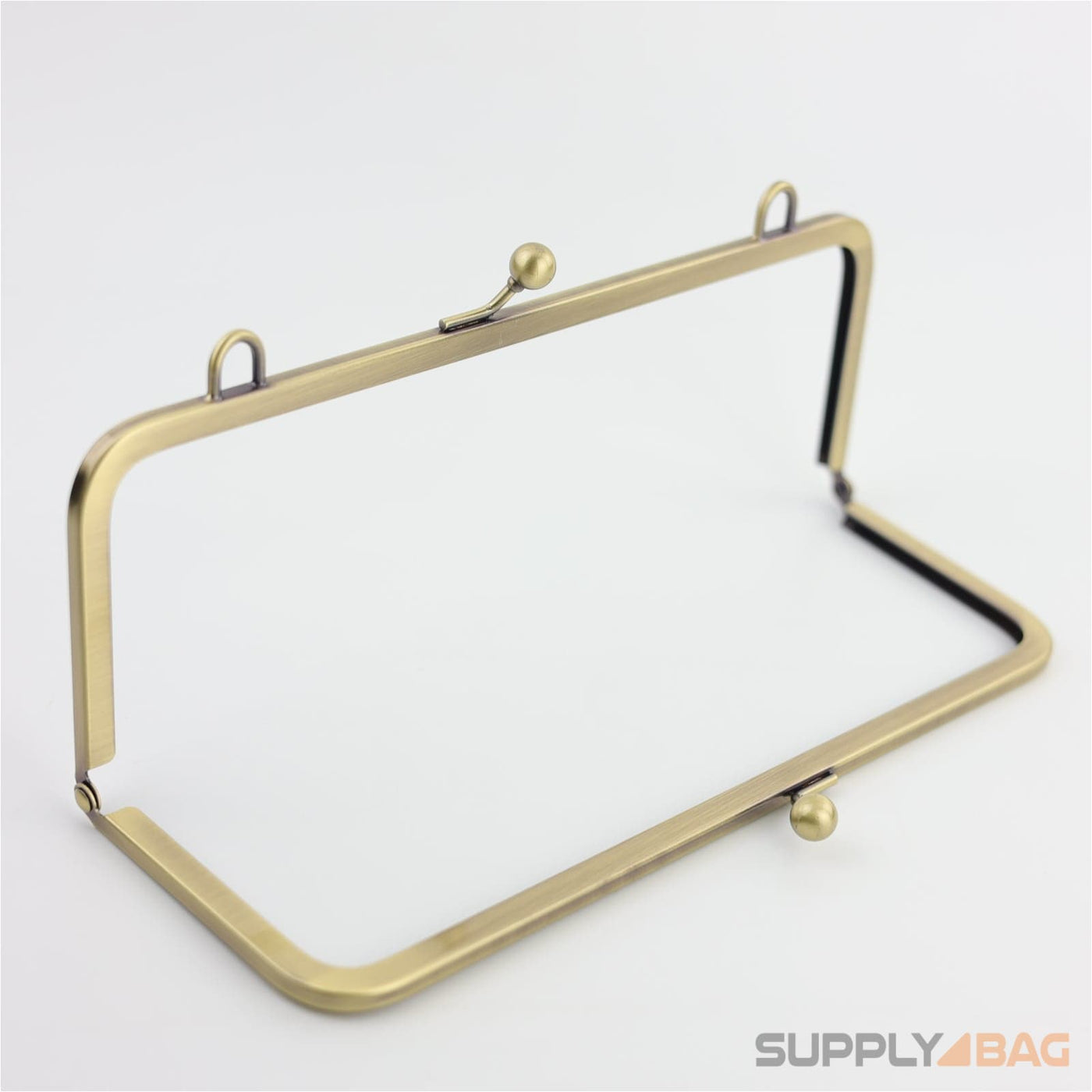 10 x 3 1/2 inch Large Antique Brass Clutch Frame with Chain Loops Atop ...
