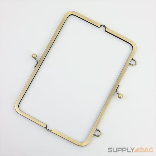 10 x 3 1/2 inch Large Antique Brass Clutch Frame with Chain Loops Atop ...